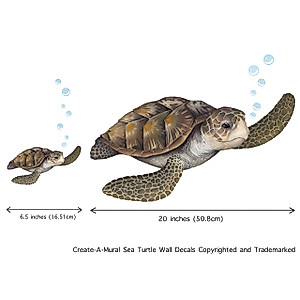 Sea Turtle Wall Decal ~Ocean Undersea Animal Tortoise Wall Sticker for Kids Room Decor, Boys Girls Toddler Baby Nursery Bedroom, Playroom, Bathroom, Vinyl Art Gift