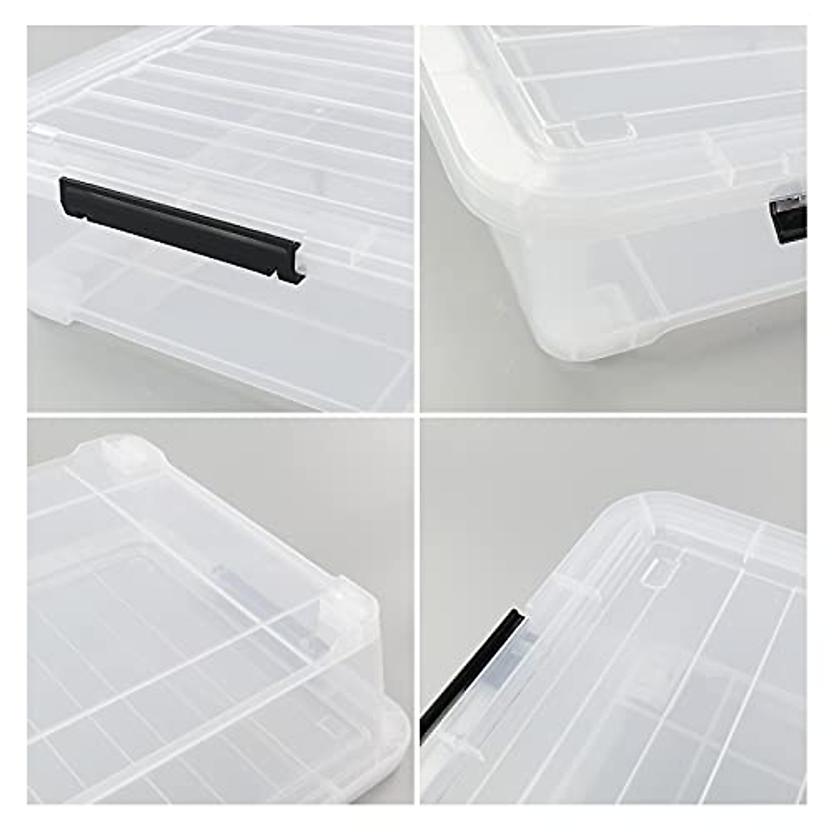 Minekkyes 4-Pack 40 Quart Large Plastic Under Bed Storage Bin, Underbed Box With Wheels/Lids, Clear