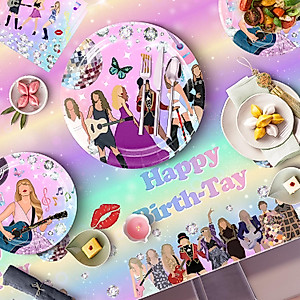 81pcs Birthday Party Decorations Plates, Birthday Party Supplies Include 40pcs Plates 40pcs Napkins 1pc Tablecloth Music Party Plates for Music Party Decorations Serves 20 Guests
