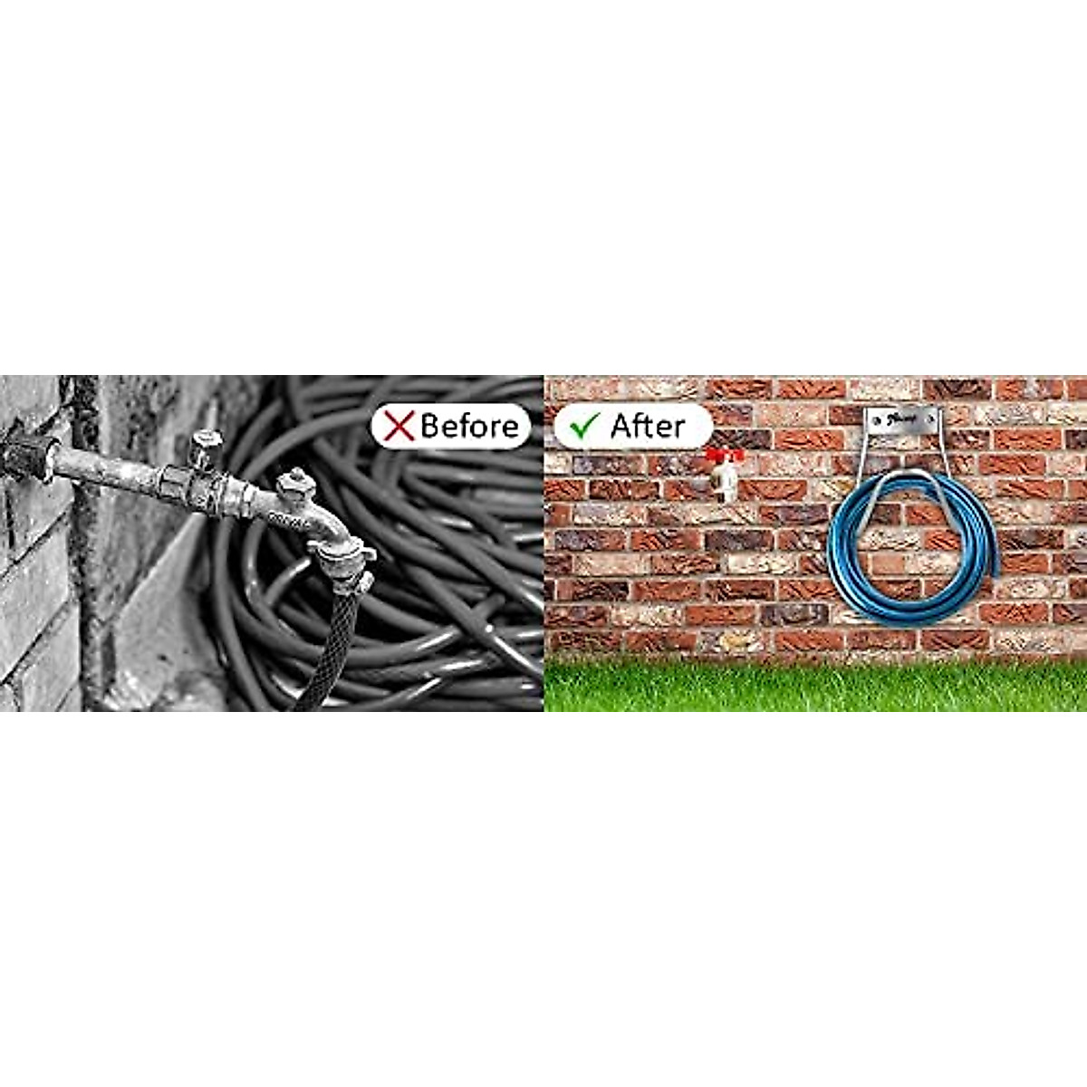 JBscoop Garden Hose Holder Stainless Steel Small Wall Mount Garden Hose Hook, Ideal for Water, Air, Hydraulic Hose, Ropes, Extension Cords Heavy Duty & Rust Proof, Size:6.3x7x6.3 Set of 1