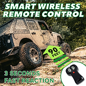 OFF ROAD BOAR 13000 Lb Winch, Electric Winch 12V with Synthetic Rope, Roller Fairlead, Waterproof IP67 ATV UTV Jeep Winches with Wireless Remote and Wired Control
