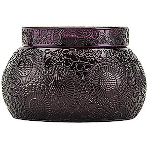 Voluspa Santiago Huckleberry, Glass Chawan Bowl Candle, 14 oz, 50 Hour Burn Time, All Natural Wicks and Coconut Wax for Clean Burning, Vegan, Poured in the USA