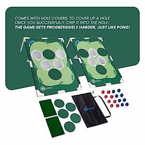 Sidelinx Golf Pong Set - Mash Up of Golf, Cornhole and Pong - Indoor or Outdoor Chipping Practice Game - Perfect Golf Gift for Adults