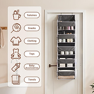 YOUDENOVA Over the Door Organizer, 5-Shelf Door Storage for Bathroom, Dorm, College, Hanging Door Organizer, Baby Organizer for Diapers 1 Pack, Grey