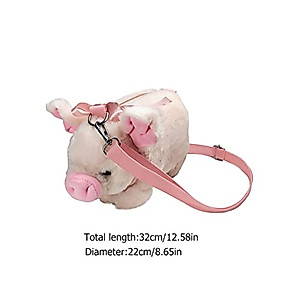 LUOZZY Plush Pig Crossbody Bag Cartoon Shoulder Bag Plush Animal Satchel Bag Kawaii Purse Handbag Messenger Bag for Kids Birthday Gift, Pink