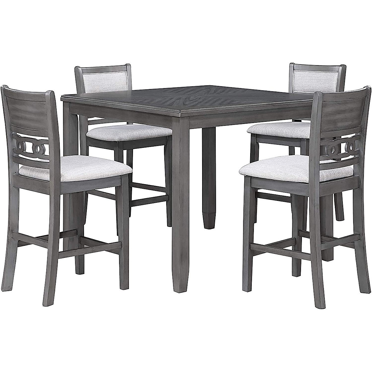New Classic Furniture Gia 5-Piece Counter Set with 1 Table and 4 Chairs, 42-Inch, Gray