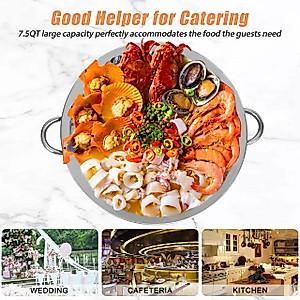 HORESTKIT Large 8QT Chafing Dish Buffet Set Stainless Steel Round Chafers and Buffet Warmers Set with Glass Viewing Lid and Big Lid Hook, Foldable Complete Food Warmer Set