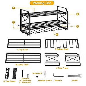 Samyoung Power Tool Organizer Wall Mount with 5 Drill Slots Drill Rack Heavy Duty Floating Tool Shelf Power Tool Organizer Power Tool Holder for Handheld & Cordless Drill Tools | 5 Holders
