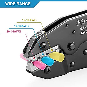 Plustool Crimping Tool for Heat Shrink Connectors AWG22-10, Ratcheting Wire Terminal Crimper - Crimping Pliers - Electrical Crimping Tool