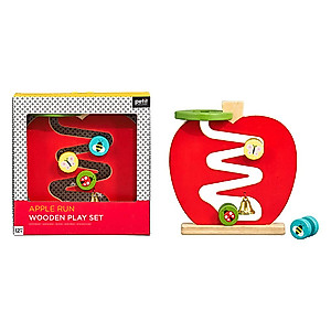 Petit Collage Wooden Apple Racer Toddler Toy, Activity Toys Designed with Safe Materials – Wooden Toy for Babies and Toddlers 12 Months and Older, Builds Hand-Eye Coordination