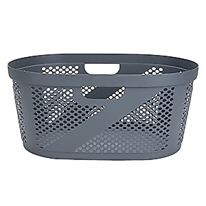 Mind Reader Basket Collection, Laundry Basket, 40 Liter (10kg/22lbs) Capacity, Cut Out Handles, Ventilated, 14.5"L x 23"W x 10.5"H, Gray