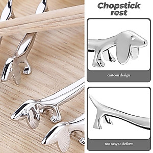 Luxshiny Dog Chopsticks Holder 3pcs Metal Dachshund Chopstick Rest Pillow Puppy Spoon Fork Rack Stand for Spoon Fork Tableware Brush Home Kitchen Table Decoration
