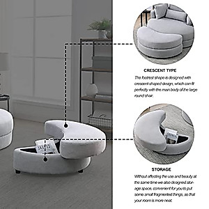 Swivel Accent Barrel Chair with Storage Ottoman,Comfy Teddy Upholstered 360° Recliner Sofa Club Chaise Leisure Round Lounge Armchair Singel Lazy Sofá Arm Chairs and Footrest Set for Living Room/Hotel