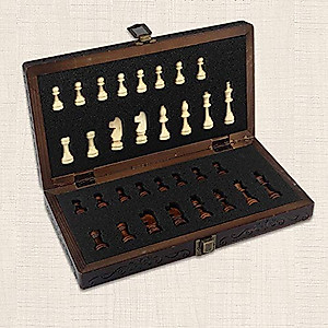 Syrace Folding Hand Crafted Wooden Chess Set Chess Board for Kids and Adults 30 x 30 cm