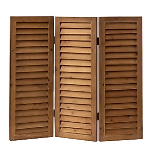 SOFE Wood Short Privacy Screen Indoor, 2.6 Ft Tall Shutters Folding Room Dividers 3 Panel, Brown Room Partitions and Dividers Freestanding, Farmhouse Foldable Wall for Home Bedroom Office