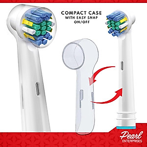 Replacement Brush Heads Compatible with Oral B Floss Action, Oral-B Braun 4 Pack + 4 Bonus Cover Cap. Compatible w/Vitality Floss Action, Oral-B 7000, 9000, Pro 1000, Kids