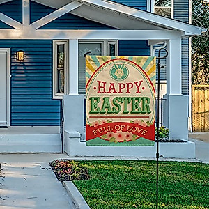 My Little Nest Seasonal Garden Flag Vintage Happy Easter Double Sided Vertical Garden Flags for Home Yard Holiday Flag Outdoor Decoration Farmhouse Banner 12"x18"