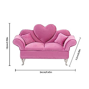 Mini Pink Travel Jewelry Box Sofa Single/Double People Heart Shape Armchair Openable Jewelry Organizer Box Necklace Earrings Ring Box for Girls Women (Pink Concubine Chair, 15cm*24cm*9.5cm)