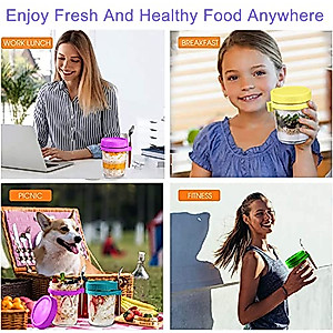 Hcojoul Overnight Oats Containers with Lids & Spoon, 4 Set of 300ML Overnight Oats Jars, Mason Jars for Overnight Oats for Chia Pudding Yogurt Salad Cereal Meal Prep Jars Cereal On The Go Container