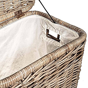The Basket Lady Narrow Kubu Wicker Rectangular Laundry Hamper, 21 in L x 13 in W x 24 in H, Serene Grey