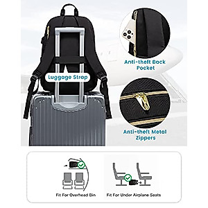 LOVEVOOK Laptop Backpack for Women & Men, 15.6 Inch Anti Theft Travel Backpack with USB Port, Stylish Casual Daypack for College, Large Capacity Teacher Nurse Work Backpack Purse, Black