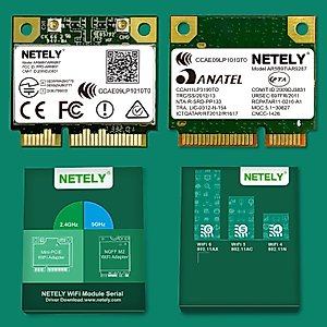 NETELY IEEE 802.11N Mini-PCIE Interface 300Mbps WiFi Adapter for Laptop PCs and Desktop PCs, Mini-PCIE WiFi Card, Qualcomm Atheros AR9287 Wireless Network Adapter (AR9287)