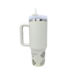 FTB Creative 40oz Custom Designed Soft Matte Tumbler, Double Wall Stainless Steel, with Lid and Straw (Desert Western, Iced)