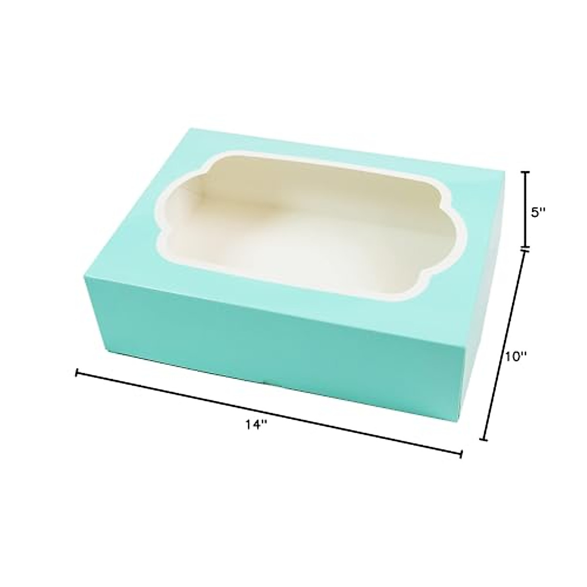 Global Sugar Art Auto-Popup Extra Deep Quarter Sheet Cake Box with Window, Designer Blue, 14 x 10 x 5 Inches, 5 Count. For 9 x 13 sheet cakes, cookies, pastries, desserts.