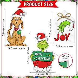 3pcs Christmas Wooden Table Signs, Funny Dog Centerpieces Christmas Tiered Tray Decorations Set for Xmas Holiday Winter Parties Indoor Home JOY Table Top Sign Decor