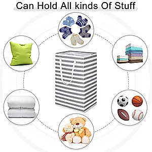6 Pcs Laundry Hamper 75L Large Collapsible Laundry Baskets Freestanding Dirty Clothes Hamper Waterproof Clothes Hampers Organizer with Easy Carry Handles for Laundry Clothes Bedroom (Gray, White)