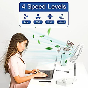 Comix Portable Pedestal Fan, Folding Desk Fan with Adjustable Height, 7200mah Rechargeable Battery Powered Fan for Personal Bedroom Office Outdoor Camping Fishing