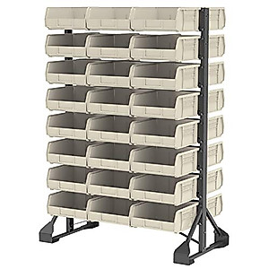 Akro-Mils 30235 AkroBins Plastic Storage Bins, Space-Saving Stackable Bins, Garage Organization Bins, Pantry Organization, Craft Storage, 11-Inch x 11-Inch x 5-Inch, Stone, 6-Pack