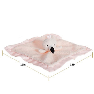 Apricot Lamb Stuffed Animals Flamingo Security Blanket Infant Nursery Character Blanket Luxury Snuggler Plush Baby Lovey(Flamingo, 13 Inches)
