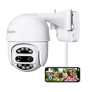 blurams Security Camera Outdoor, 3MP Dual-Lens Wi-Fi Outdoor Camera, 360° PTZ Cameras for Home Security w/Motion Tracking, Two-Way Talk, 2K Color Night Vision, IP66 Weatherproof