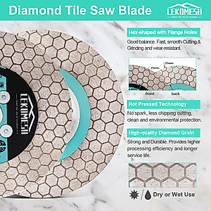 LEKOMESH 4.5 Inch/115MM Diamond Cutting Disc - Tile Saw Blade Cutting Wheel Double-sided Diamond Discs for Cutting Grinding Porcelain Ceramic Tile Marble Granite,5/8"-11 Thread