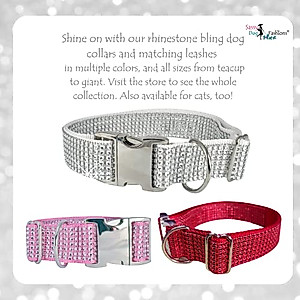 Rhinestone Dog Collars, Bling Dog Collars, Custom Pet Dog Collars for Small Medium Large and Giant Breeds Dogs (XXLarge 1 1/2 x 27-38")