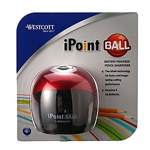 Westcott iPoint Ball Battery Pencil Sharpener, Red/Black (15570)