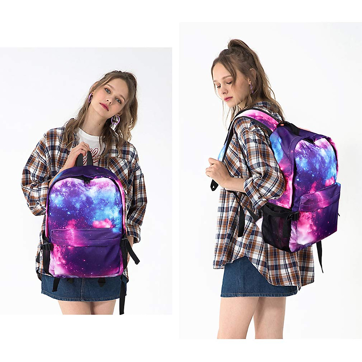 E-Clover Galaxy Backpack for Girls/Women/Men Lightweight School Backpacks Bookbag for Boys Waterproof Travel Daypack Purple Christmas Gift