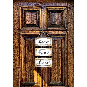 Home Sign For Wall Front Door Indoor Outdoor Country Rustic Primitive Decor Art 20" x 9" (Home Sweet Home)