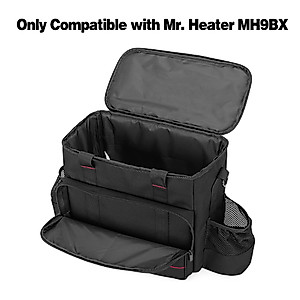 samdew Portable Heater Carry Bag Compatible with Mr. Heater MH9BX, Buddy Propane Heater Carrying Case with Pockets and Handles, Black, Bag Only
