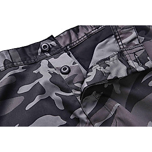 BACKBONE Mens Fashion Bright Camouflage Cargo Pants Military Combat Style BDU Pants (XL, Black Camo)