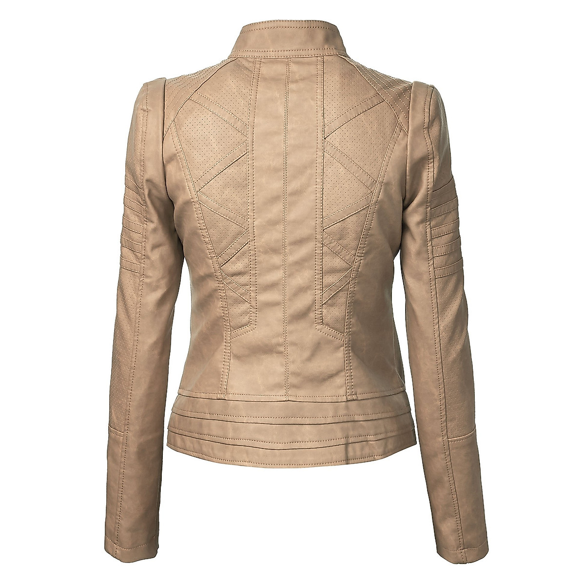 Made By Johnny MBJ WJC746 Womens Vegan Leather Motorcycle Jacket S Khaki