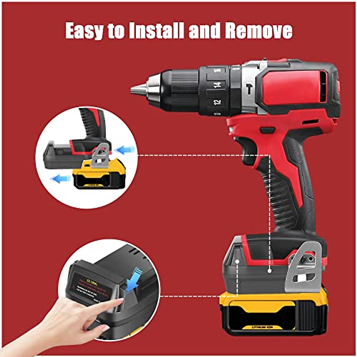 Adapter for Dewalt 20V Battery Adapter Convert to for Milwaukee M18 Battery for Milwaukee M18 18V Tool Use