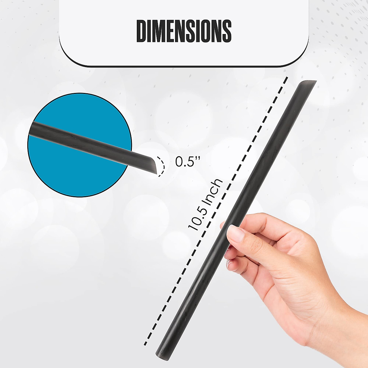 Jumbo Smoothie Straws, 100 pack, 10.5 in, Boba Straw, Extra Wide & Fat, Black, 0.5" Diameter, Large, Polypropylene Plastic, BPA Free, Reuseable for Milkshakes, Tea, Coffee, Bubble Milk | Houseables