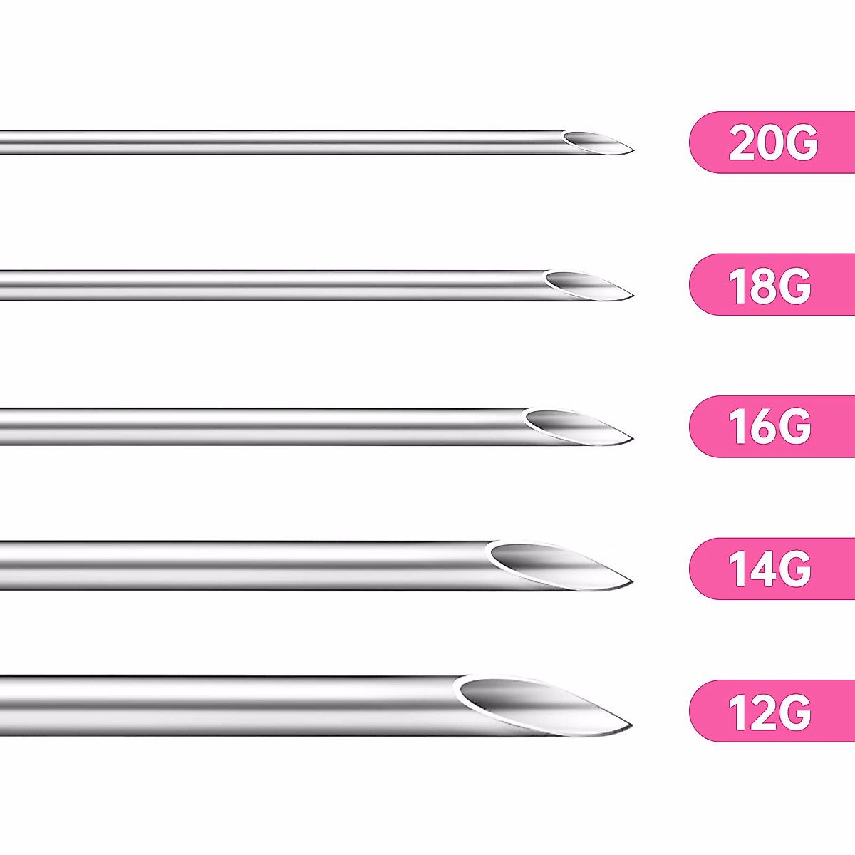 Gospire 30Pcs 14G Piercing Needles for Nose Ear Stainless Steel Needles Tattoo Supplies Disposable Body Piercing Needles Sterilized Surgical Steel (14G-30pcs)
