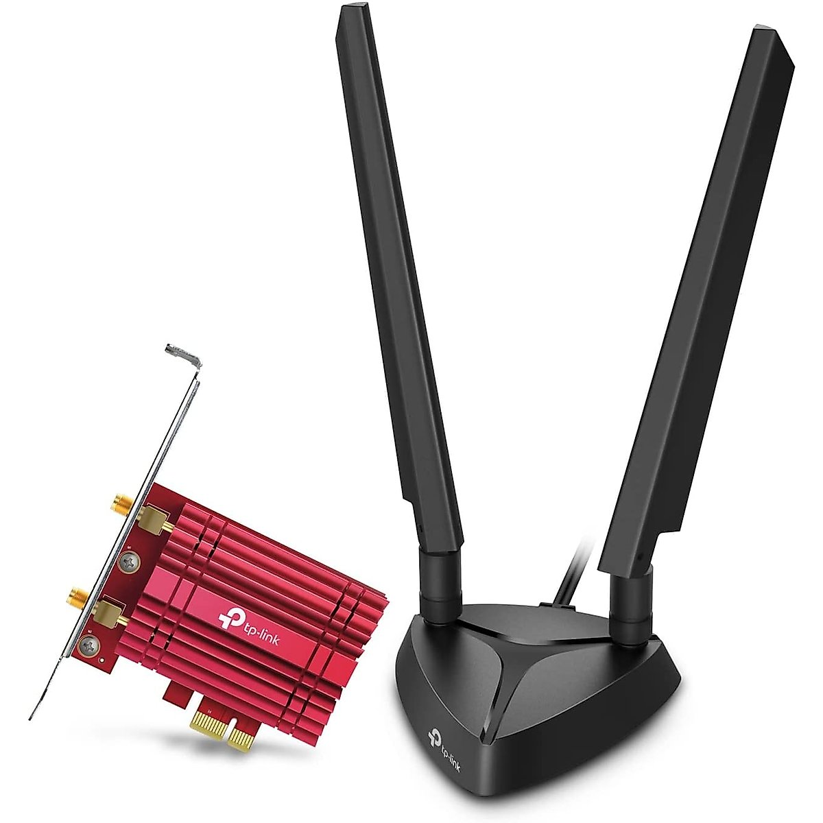 TP-Link WiFi 6E Intel AX210 AXE5400 PCIe WiFi Card for PC (Archer TXE75E) - Tri Band Wireless Adapter for Desktop PC with Magnetic Base Dual Antenna, Bluetooth 5.3(USB Port), WPA3, MU-MIMO, OFDMA