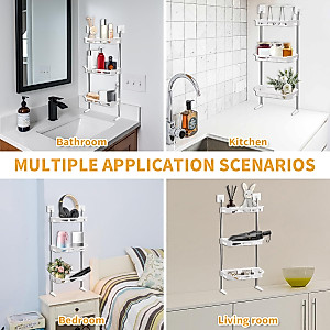 Gesura Over Toilet Storage Rack Self Adhesive Toilet Shelf Bathroom Organizer Shelf Above Toilet Shelf Bathroom Storage Bathroom Shelves Over Toilet Laundry Shelf Above Toilet Shelf, 3 Tier White