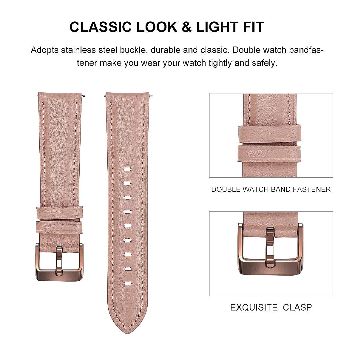 Genuine Leather Bands Compatible with Galaxy Watch 3 41mm/45mm,Woman Man 20mm/22mm Wristband Quick Release Strap for Galaxy Watch 42mm/Watch 4 Classic/Watch 46mm Smartwatch