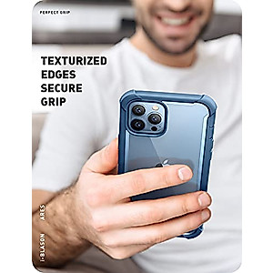 i-Blason Ares Case for iPhone 13 Pro 6.1 inch (2021 Release), Dual Layer Rugged Clear Bumper Case with Built-in Screen Protector - Azure