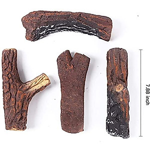 NC Gas Logs 10pcs Gas Fireplace Logs Set of Ceramic Wood Logs. Fireplace Log Set for Ventless, Electric Outdoor Fireplaces Fire Pits Realistic Use (10, 15w*22L)